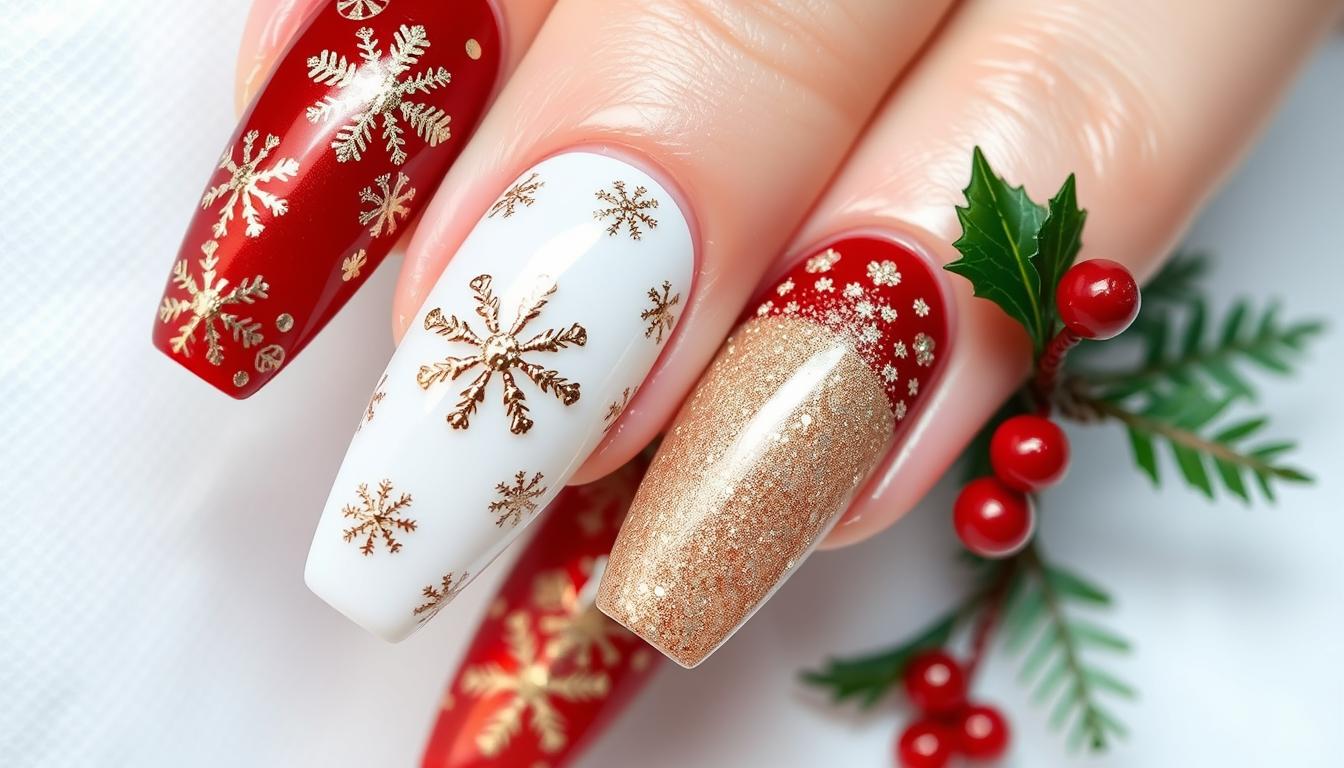 Glitzer Nagel Weihnachten
